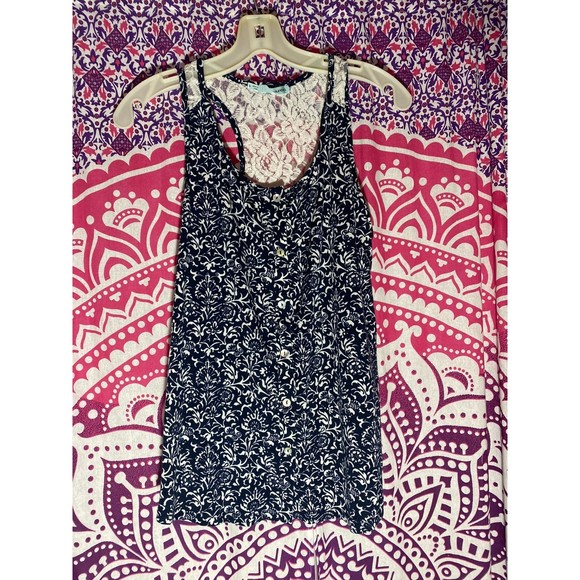 Maurices | Tops | Maurices Spaghetti String Tank Top Lace Back Blue ...